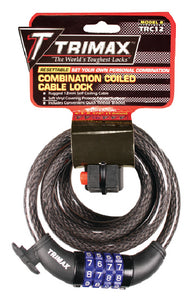 Trimax Locks TRIMAFLEX Coiled Combination Cable Lock W/Bracket, (72? L ...